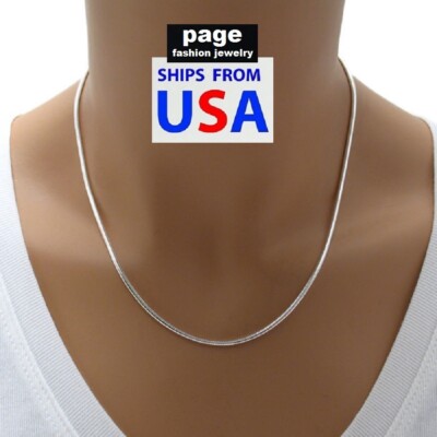 USA Seller- 925 Sterling Silver 2mm Snake Chain 18" 20" 24" Necklace ...