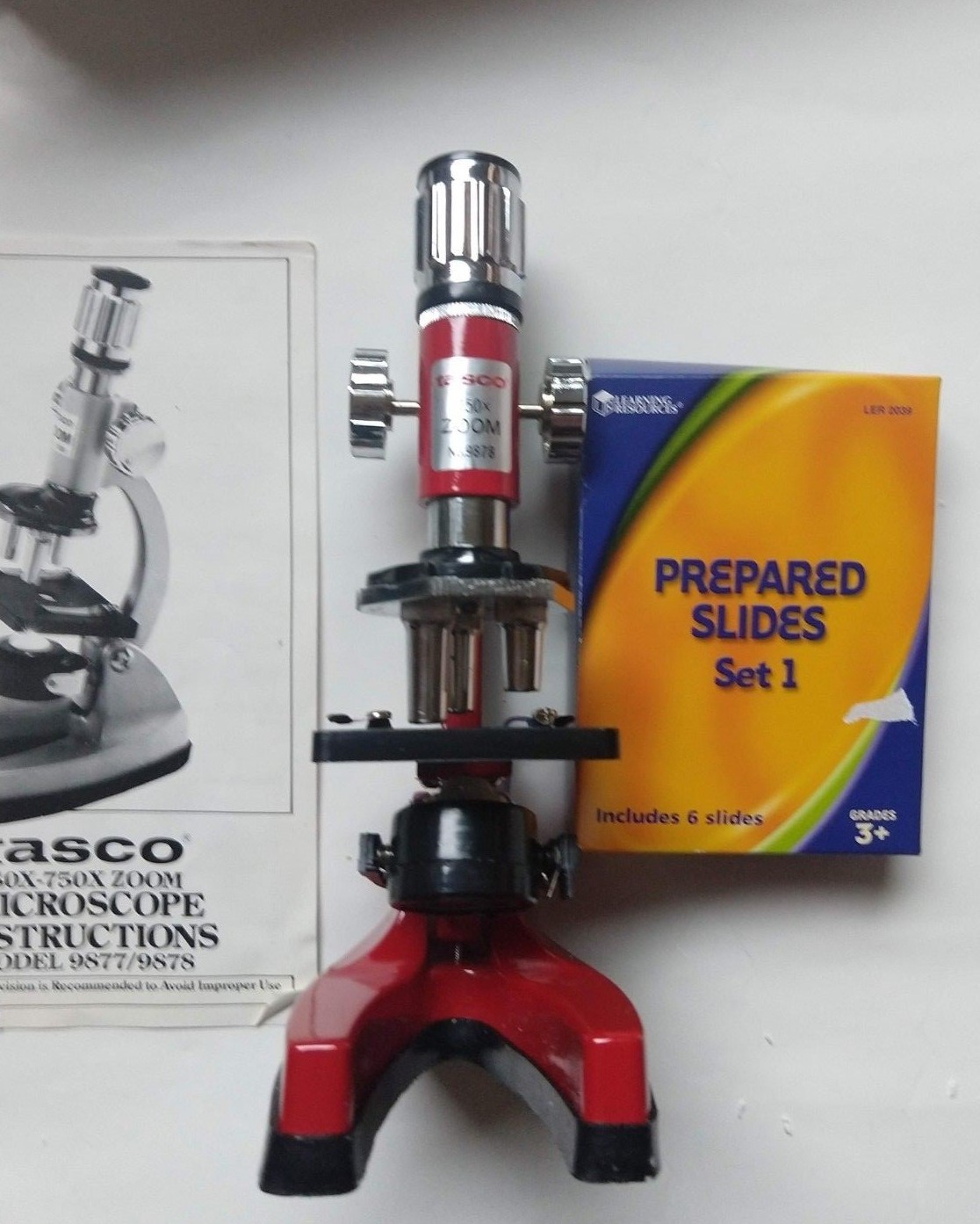 NICE! Vintage 1980's Tasco #9878 Microscope Kit 50X-750X Zoom with 12 ...