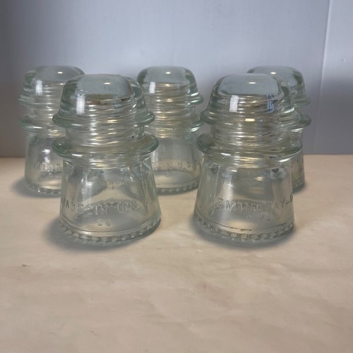 Set of 5 Hemingray 16 Clear Glass Telephone Insulators USA 1934 | eBay