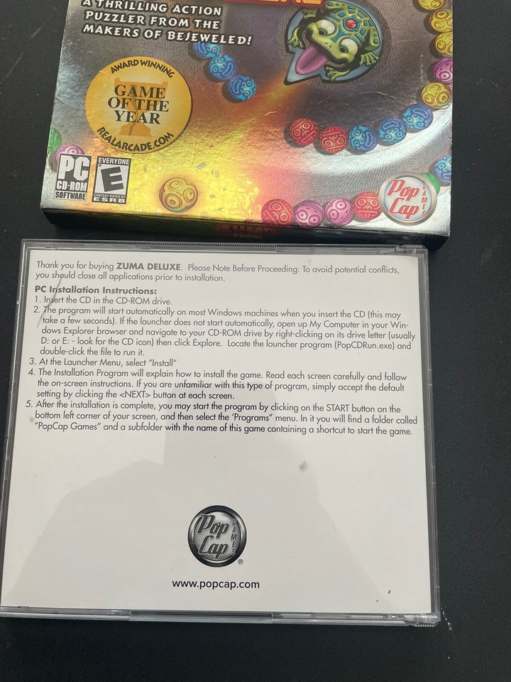 Zuma Deluxe - 2004 PopCap Games (PC CD-Rom) Complete w/ Slipcover Mumbo ...