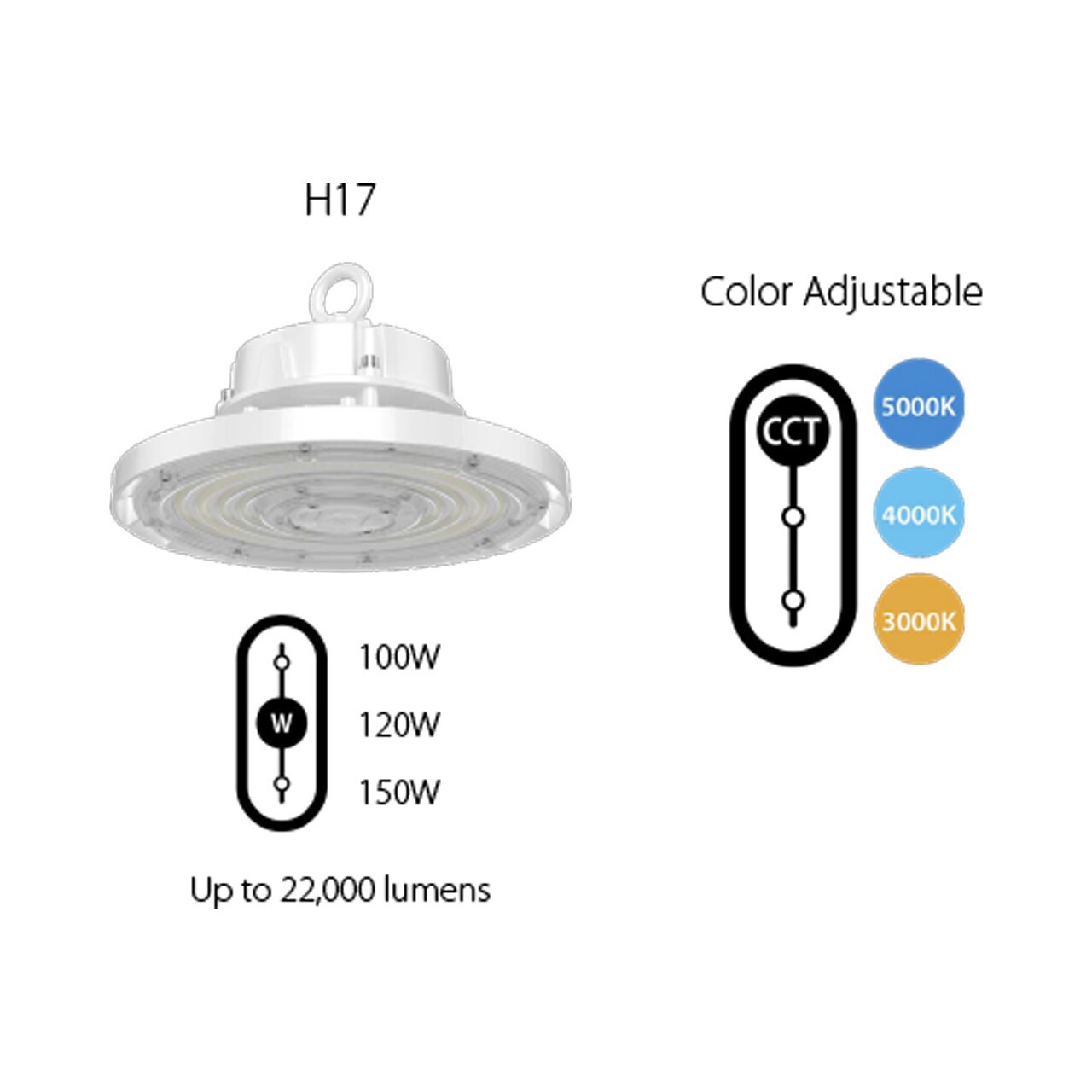 RAB H17 Round LED High Bay Color / Wattage Adjustable up to 22,224LM | eBay
