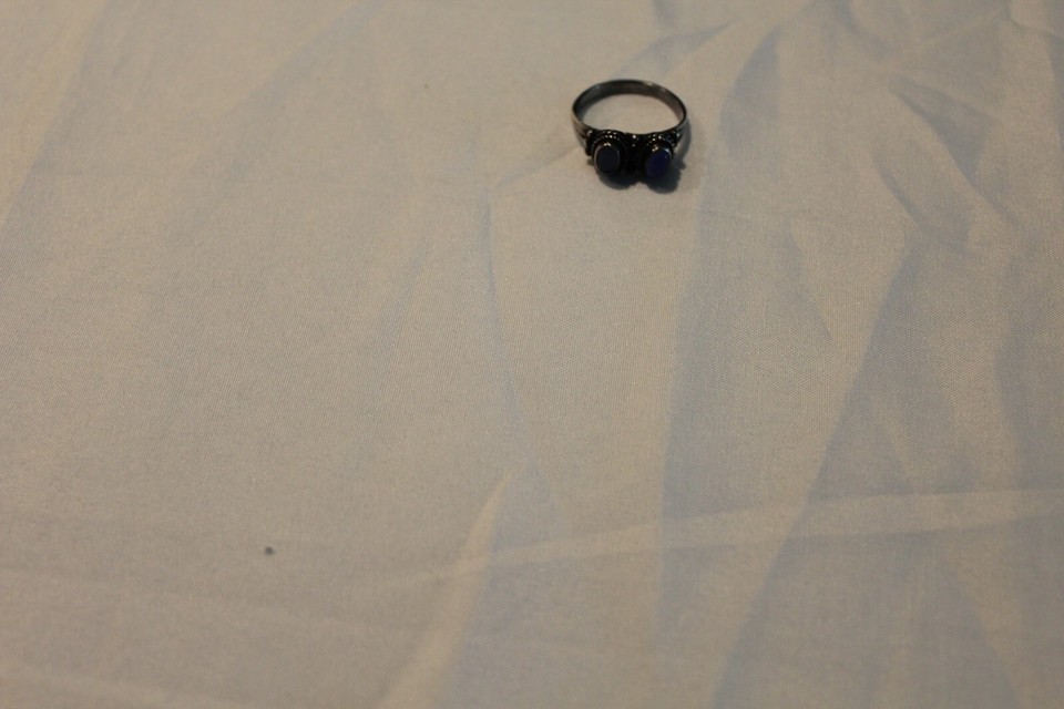 Ellensburg Blue 2 Dainty Small Sterling Ring Vintage Decorated Sterling ...