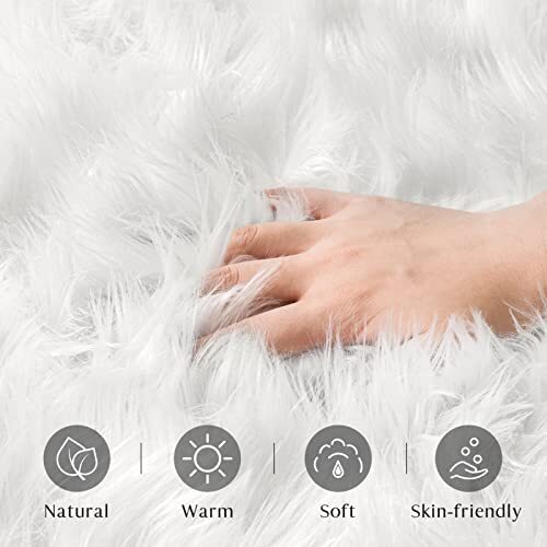Ashler Faux Fur Rug, White Small Area Rugs, Fluffy Sheepskin 2 x 3 ft C ...