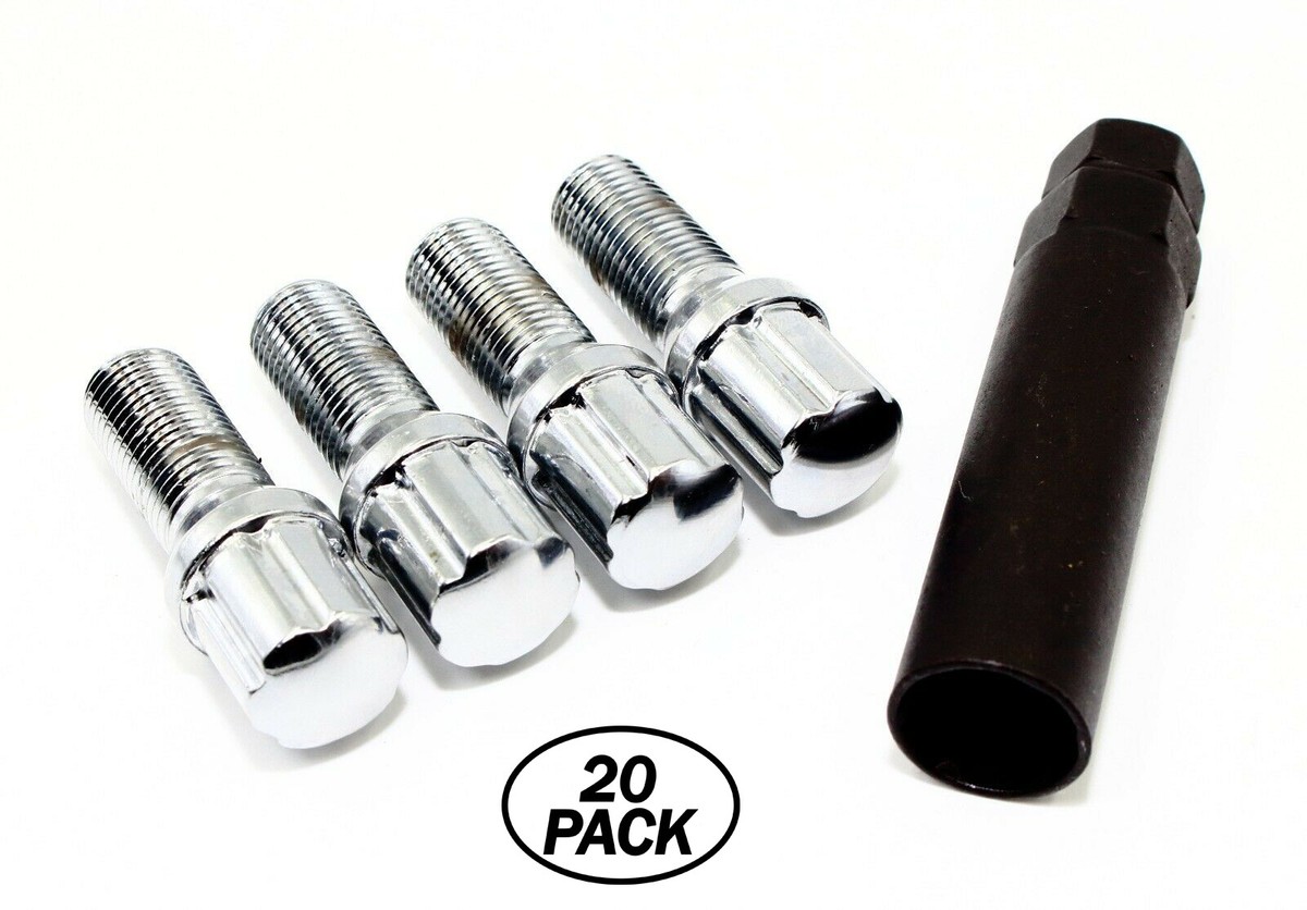 Wheel Lugs For Honda Fit 20 Pc Black 14x1.5B Spline Tuner Conical Lug ...