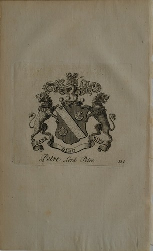 1779 ANTIQUE PRINT PETRE LORD PETRE FAMILY CREST COAT OF ARMS | eBay