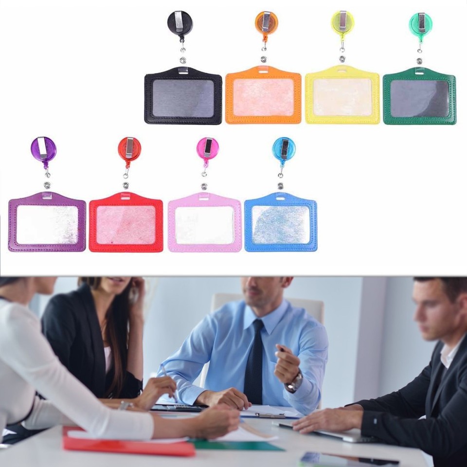 8pcs Transverse Style PU ID Badge Holder Pass Pouch Case with | eBay ...