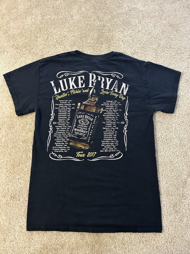 Luke Bryan 2017 Tour Tee Shirt Mens Small Black Huntin Fishin And Lovin ...