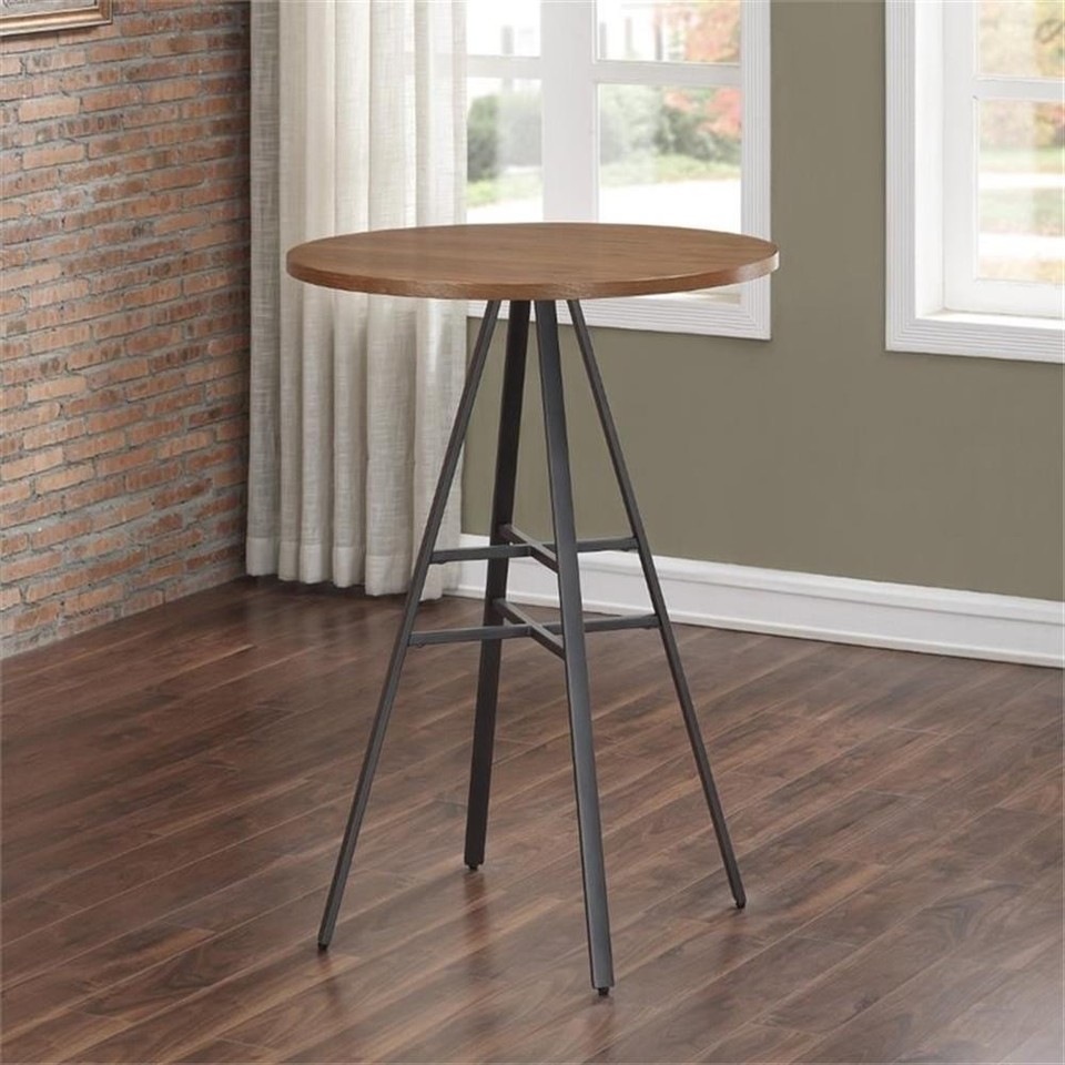 American Woodcrafters Stockton 42-Inch High Pub Table with Gray Metal ...