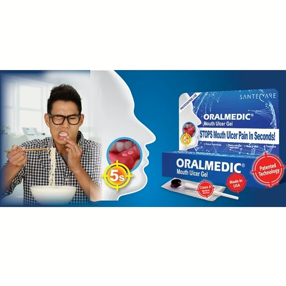 (Pack of 3) Oralmedic Mouth Ulcer Gel 1 Treatment Fast Pain Relief Made ...