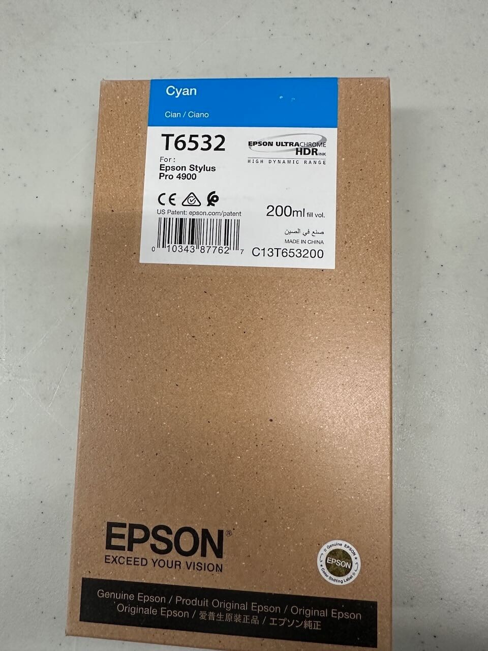 New Genuine EPSON PRO 4900 CYAN INK Cartridge Ultra Color 200ml T6532 ...
