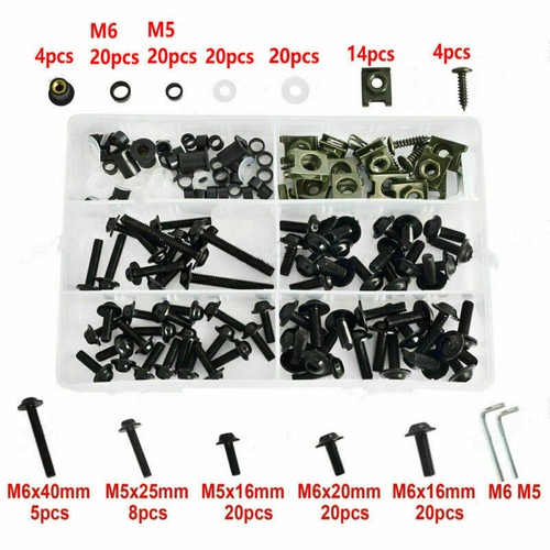 177PCS Sportbikes Motorcycle Fairing Bolts Kit M5/M6 Fastener Screws Black AU | eBay