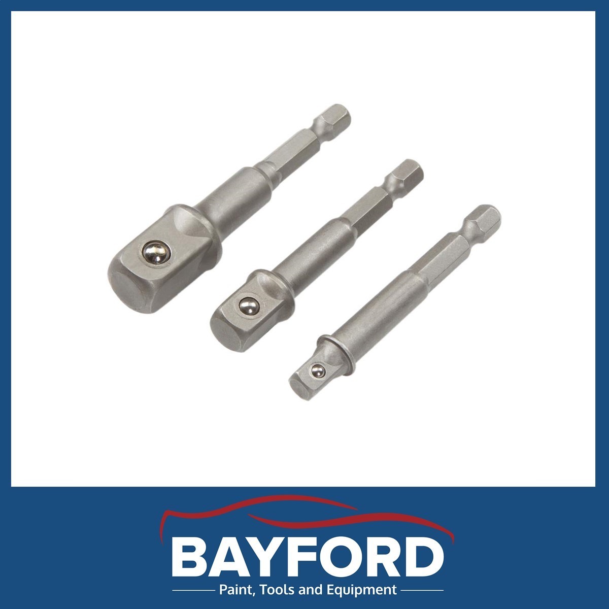 IMPACT GUN SOCKET ADAPTOR - 3 PCE EXTRA LONG 1/4" - 3/8" - 1/2" DRIVE ...