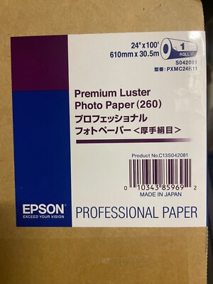 Epson Premium Luster Photo Inkjet Paper 24" x 100' Roll, 260GSM S042081 ...