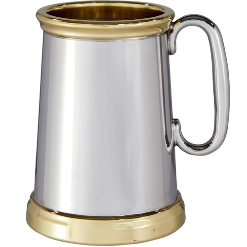 Pewter Heavy Tankard 1 Pint Wortley Brass Rim Base Detail Perfect for ...