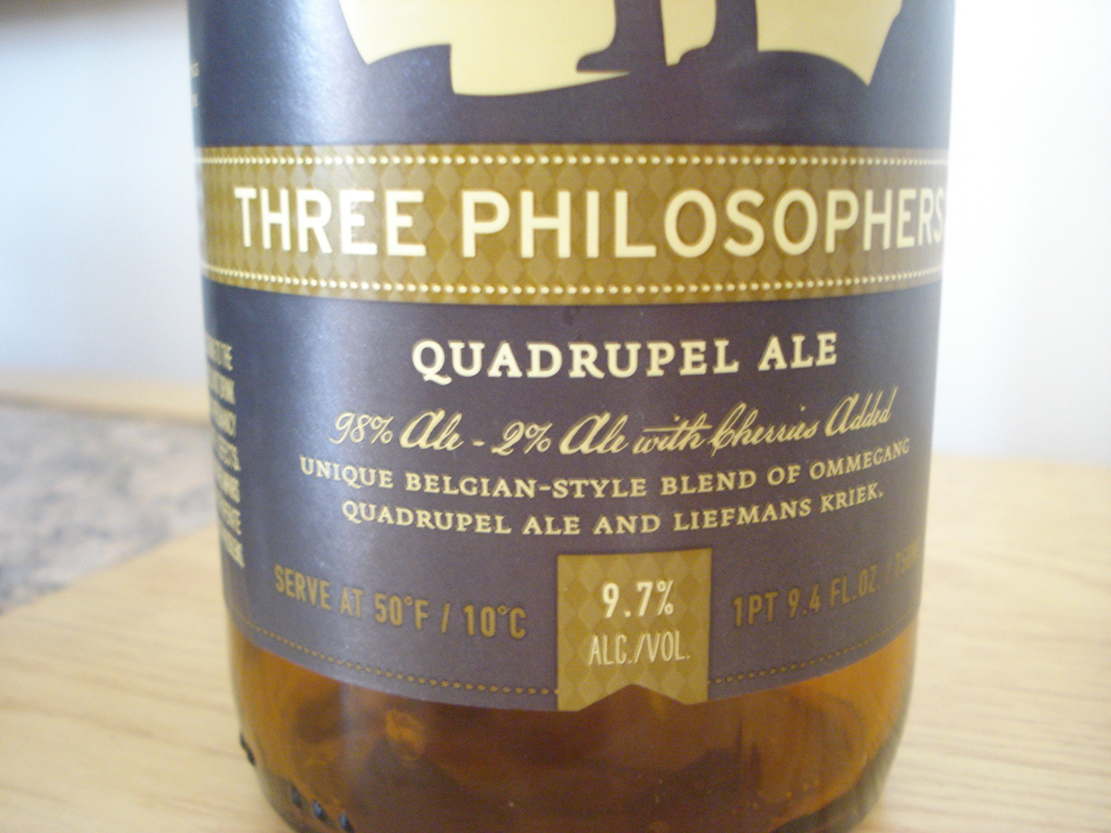 Ommegang THREE PHILOSOPHERS Quadrupel ALE 750 ml Bottle w/ Cork & Wire ...