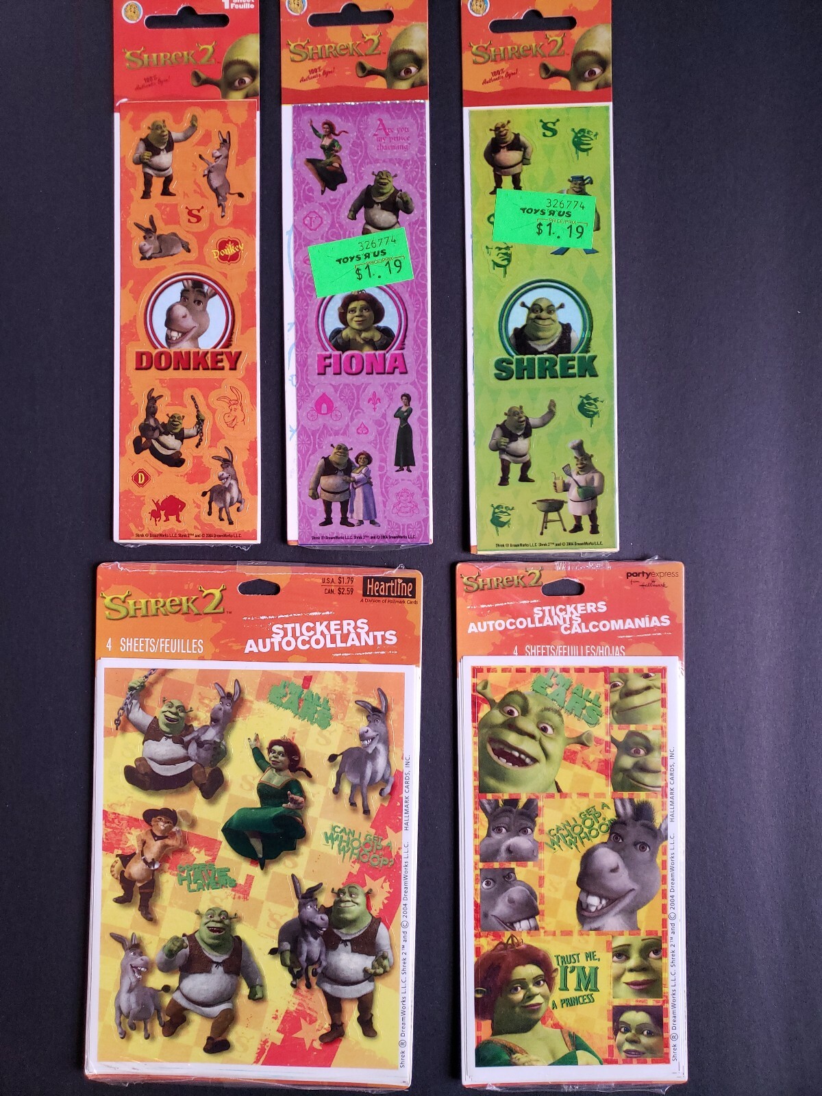 Shrek 2 Huge Lot Of Stickers New Hallmark Party Lion Fiona Donkey | eBay