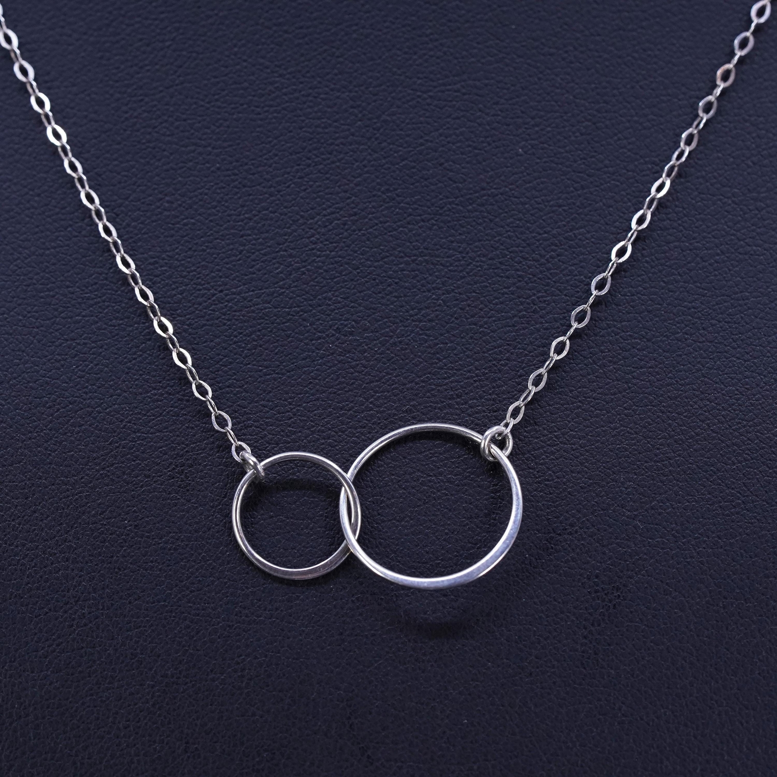 18”, sterling silver 925 flatten circle chain necklac… - Gem