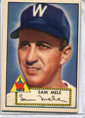 1952 Topps Baseball Card Sam Mele Washington Senators R/B Centered ...
