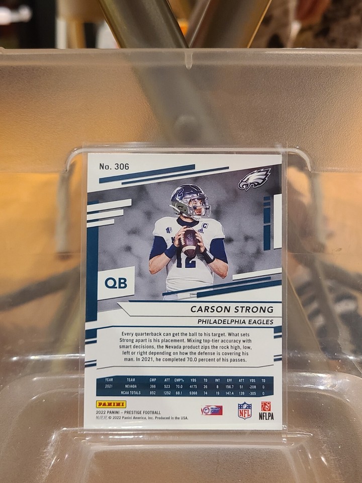 2022 PANINI PRESTIGE CARSON STRONG ROOKIE RC #306 - PHILADELPHIA EAGLES ...