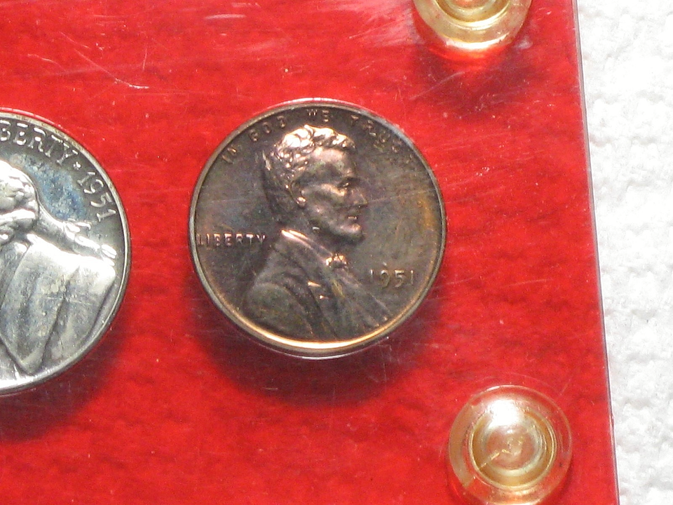 1951 U.S. 5 Coin Proof Set in RED Capitol Holder TONING | eBay