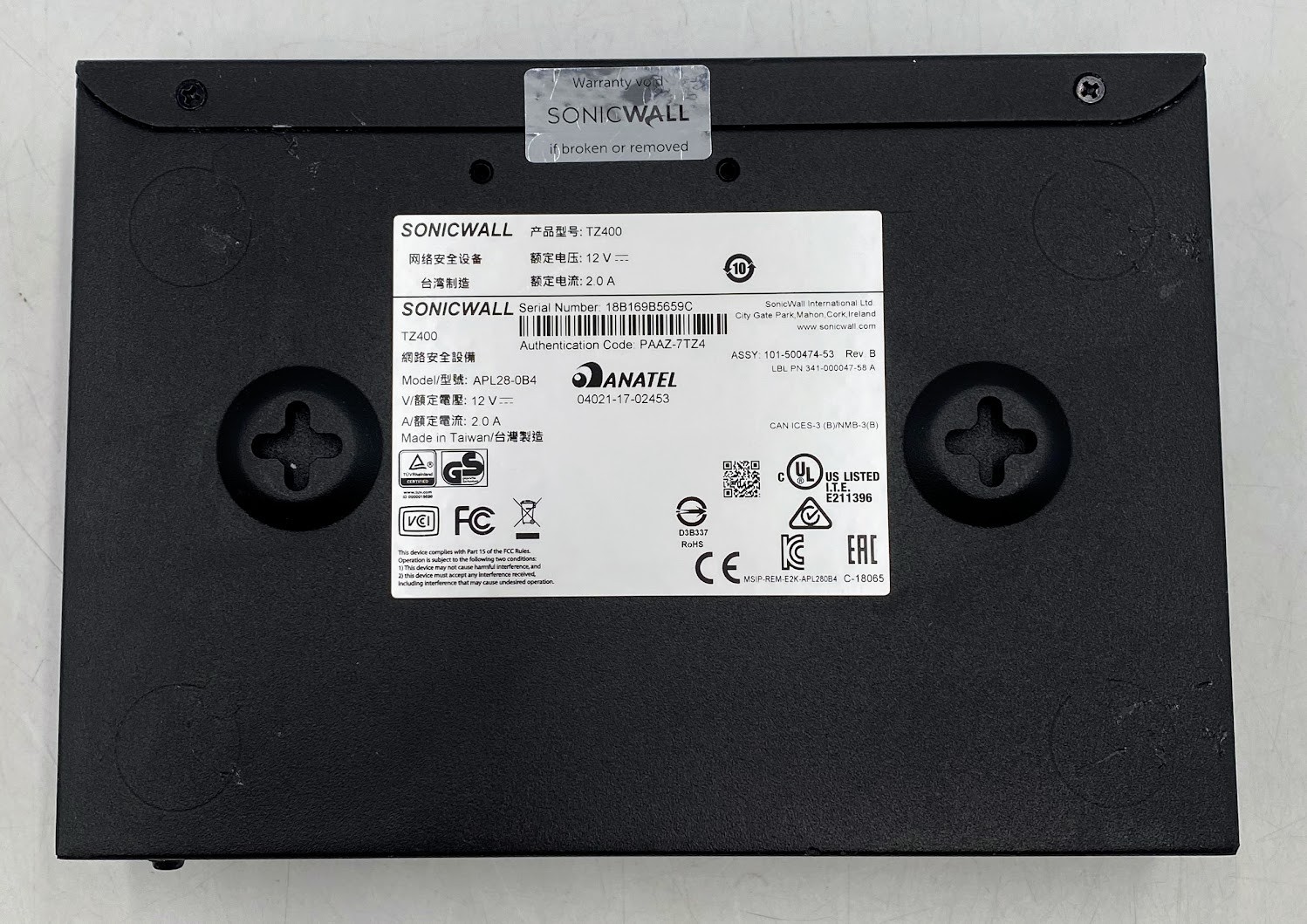 SonicWall TZ400 Network Firewall APL28-0B5, 101-500474-53 Rev B | eBay