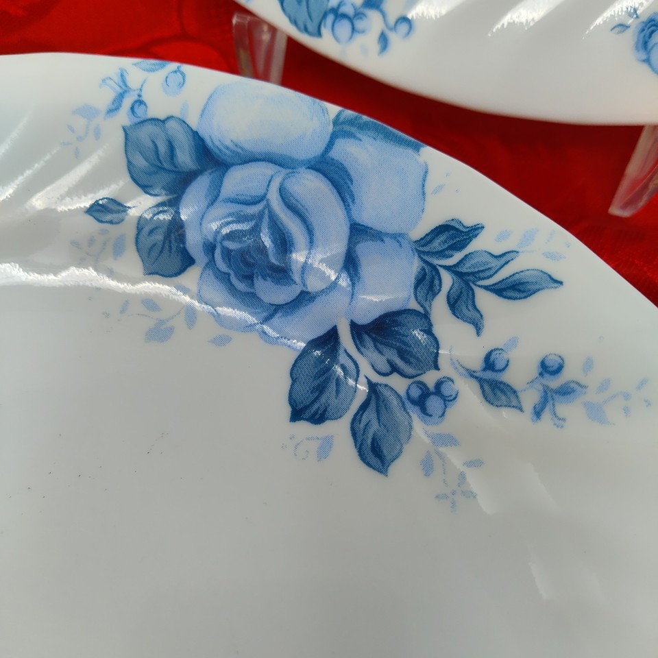 8X Corelle Blue Velvet Roses SWIRL Dinner plates 10" | eBay