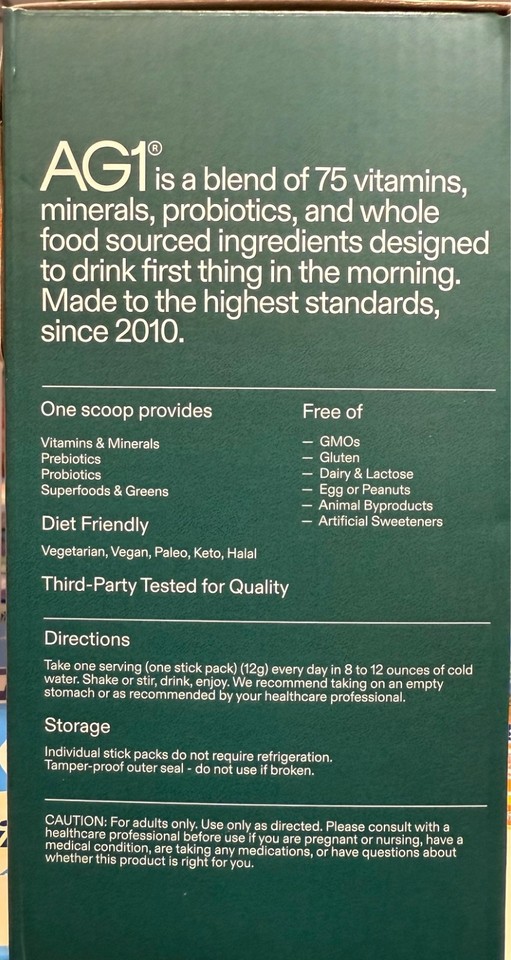 AG1 Original Formula Greens Powder Supplement Daily Nutrition 40 Travel ...