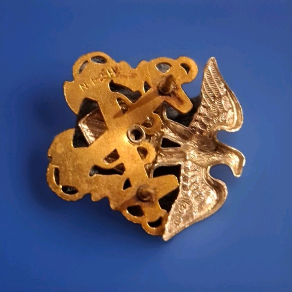 Vtg WW2 US Navy 10K Gold Fill Officer’s Insignia Cap Badge Pin. Also ...