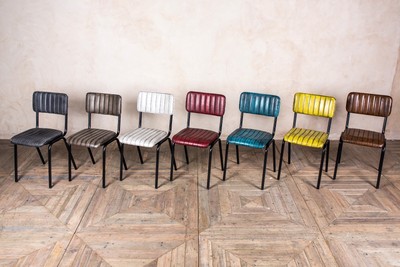 STACKING DINING CHAIR RIBBED LEATHER LOOK CAFE RESTAURANT CHAIR IN ...