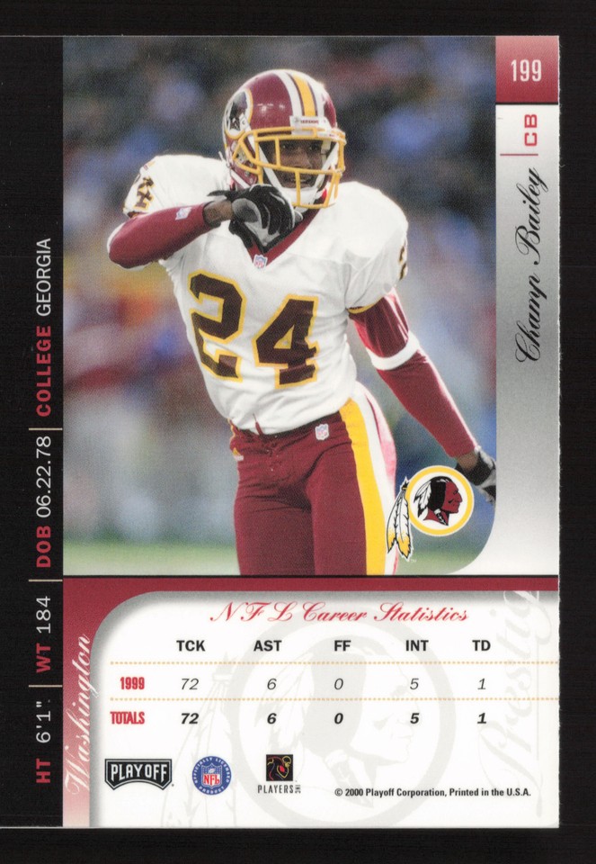 2000 Playoff Prestige #199 Champ Bailey Washington Redskins | eBay