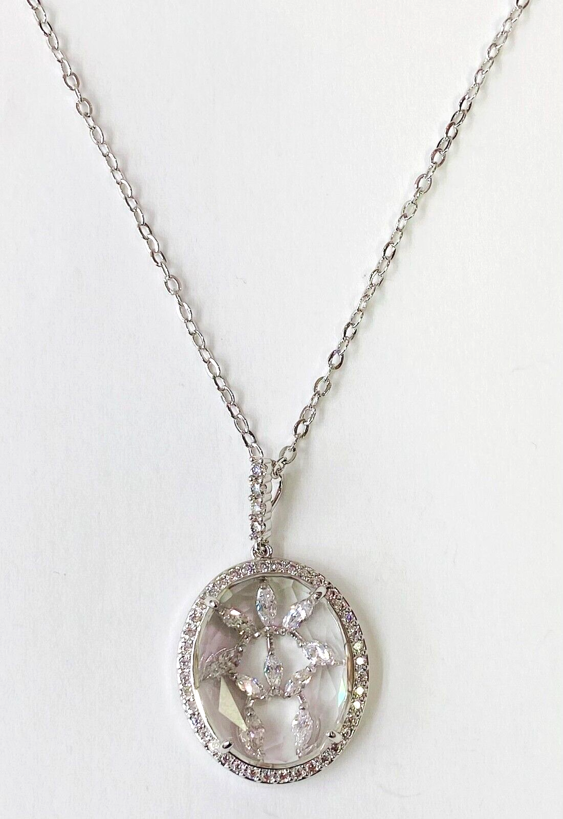 HSN Natalie Mills Silver-Tone Clear Stone & Cubic Zirconia 18" Necklace ...
