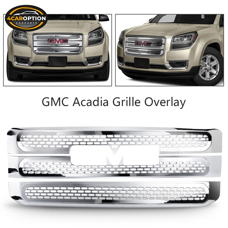 Fits 13-16 GMC Acadia Denali Tape On Grille Overlay 3 Bar Front Grill ...