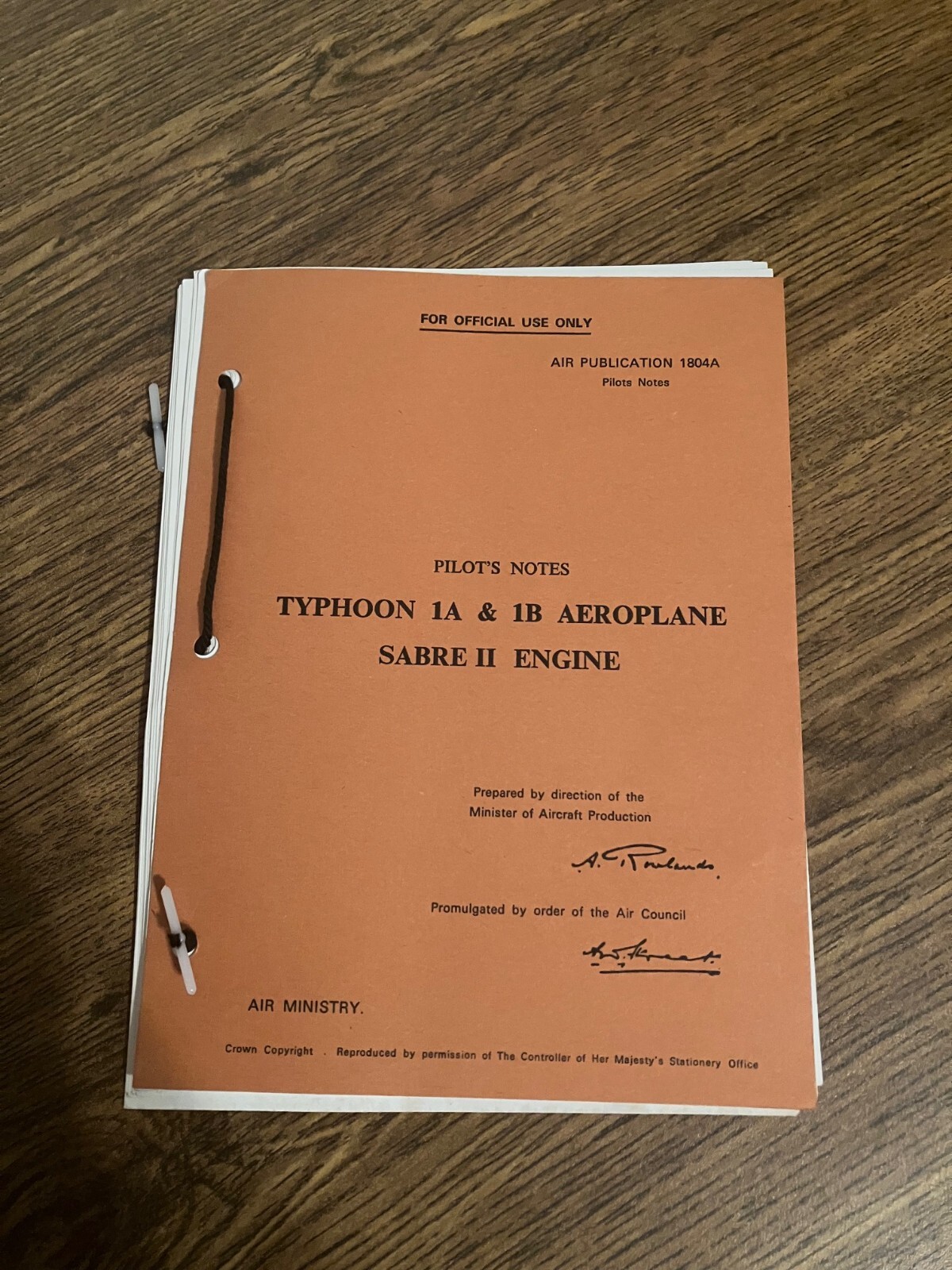 Pilot's Notes - Typhoon 1A & 1B Aeroplane Sabre II Engine | eBay