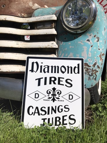 Antique Vintage Old Style Diamond Tires Sign | eBay