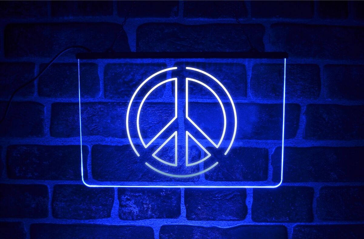 Neon Blue Peace Sign
