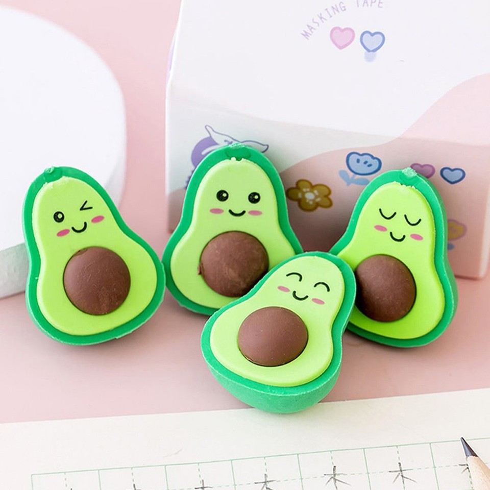 36 Pcs Cartoon Avocados Educational Erasers Small Mini Food Erasers For ...