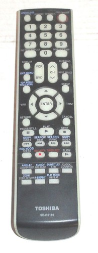 Genuine Toshiba SE-R0180 DVD/VCR Combo Remote Control for DV391, SDV393 ...