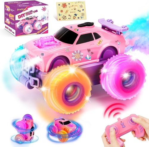 Remote Control Car for Girl, Pink Princess RC Stunt Car with Flashing ...