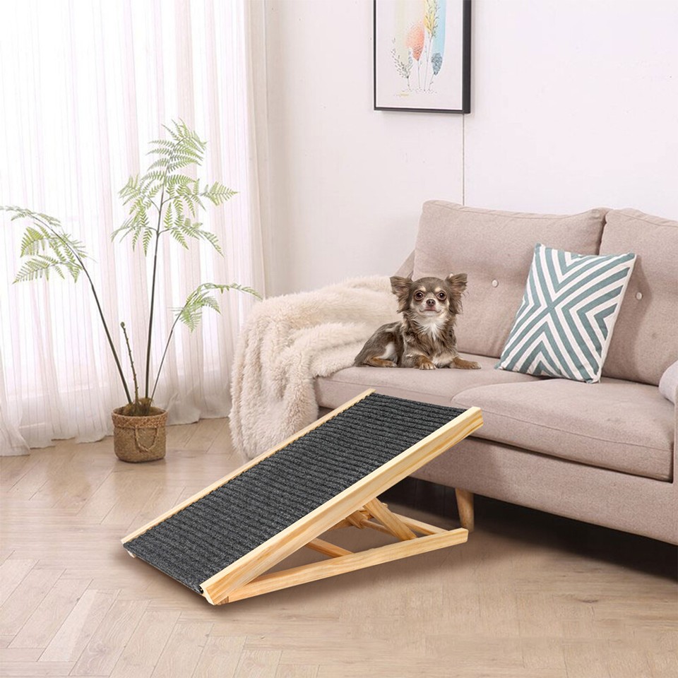 Pet Cat Dog Stair Ramp Adjustable Folding Wooden Ramp Steps for Bed Car ...