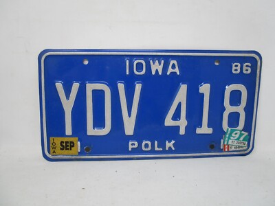 1986 Iowa License Plate Polk County | eBay