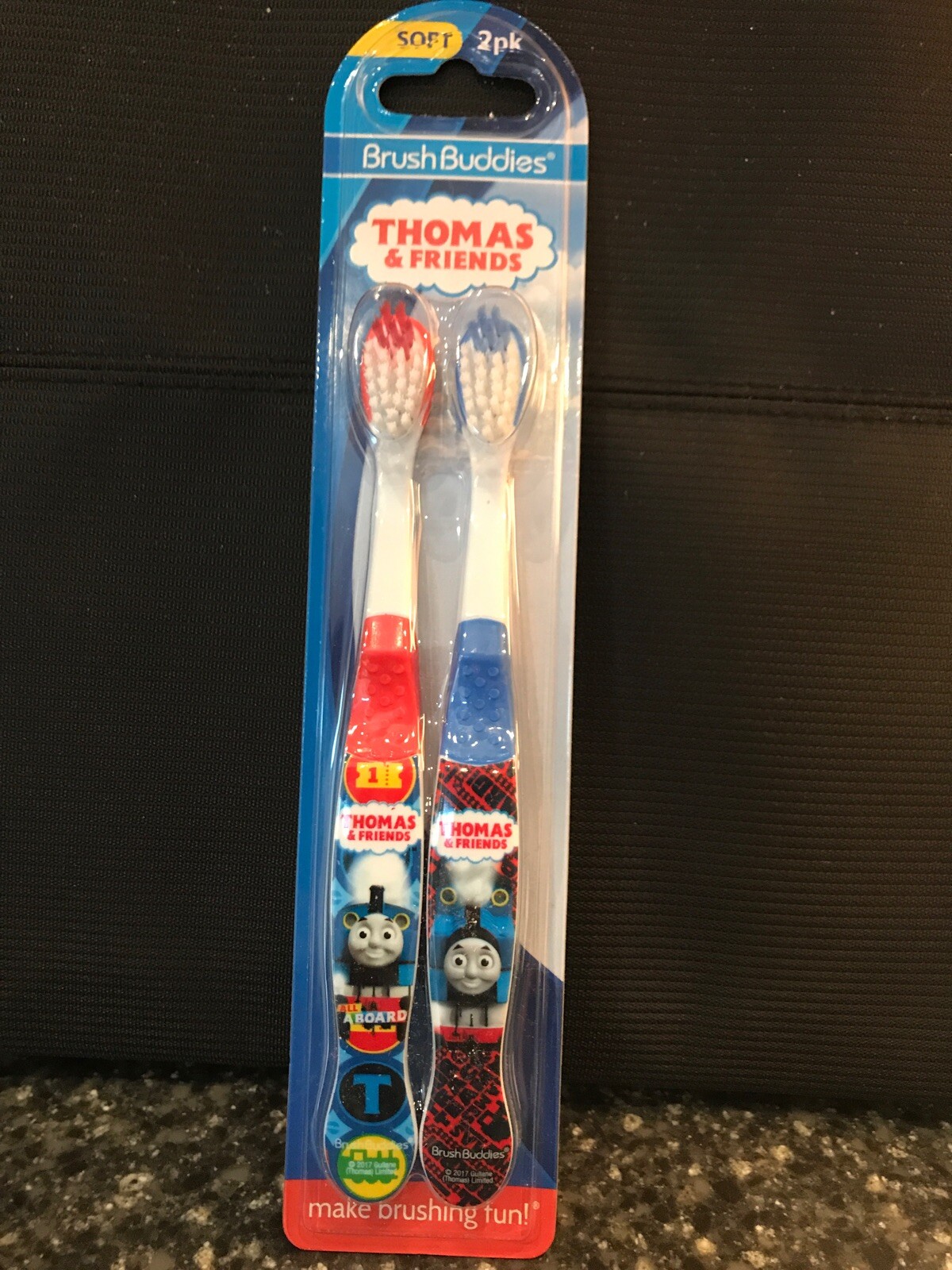 THOMAS THE TRAIN 2pk BRUSH BUDDIES TOOTHBRUSHES RED & BLUE New/Sealed ...
