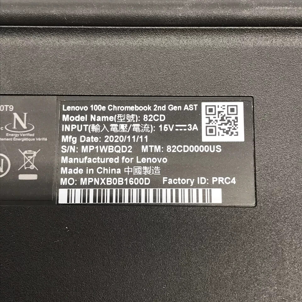 Lenovo Chromebook 100e 2nd Gen 11.6" AMD A4-9120C @ 1.6GHz 4GB RAM 32GB ...