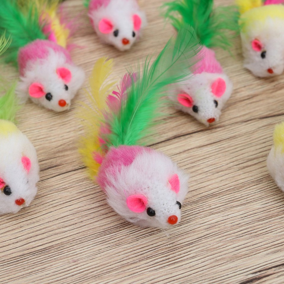 10PCS Play Mice Cat Toys Furry Pet Toys Mice Cat Toy Real Mice Cat Toys ...