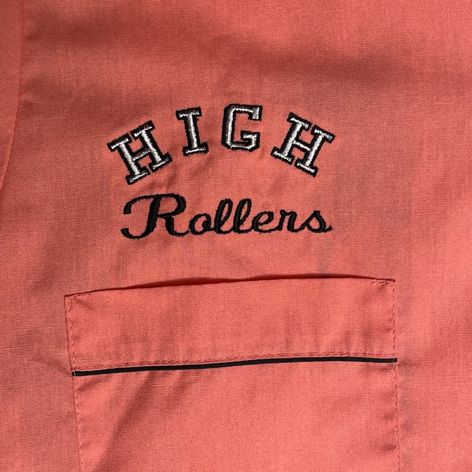 Vintage HILTON High Rollers PINK Embroidered Bowling Shirt Made in USA ...