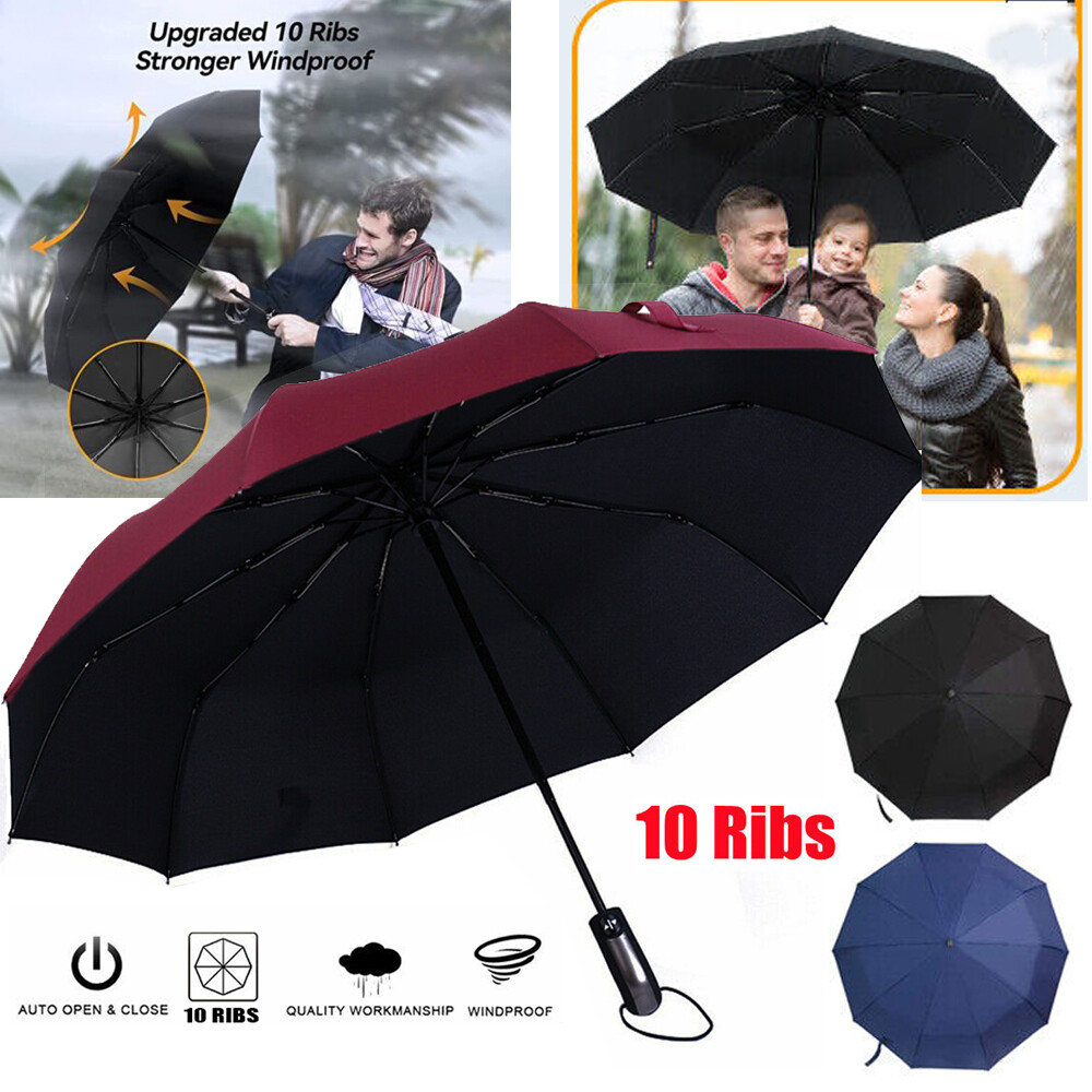 Unisex Stormproof Automatic Umbrella Folding Windproof Strong Hard Case ...