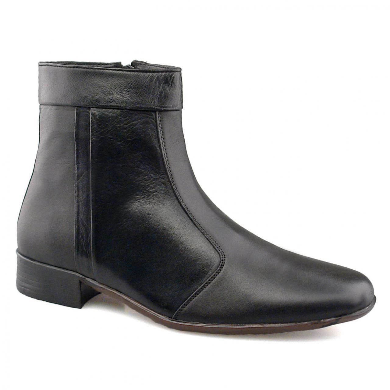 MENS SOFT LEATHER ANKLE ZIP UP BOOTS UK SIZE'S 7-12 BLACK SCIMITAR ...