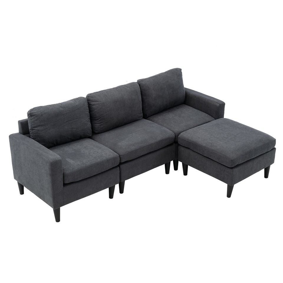 3 Seat Modern Sectional Sofa Couch Sofa Set w/ L-Shaped Chaise for ...