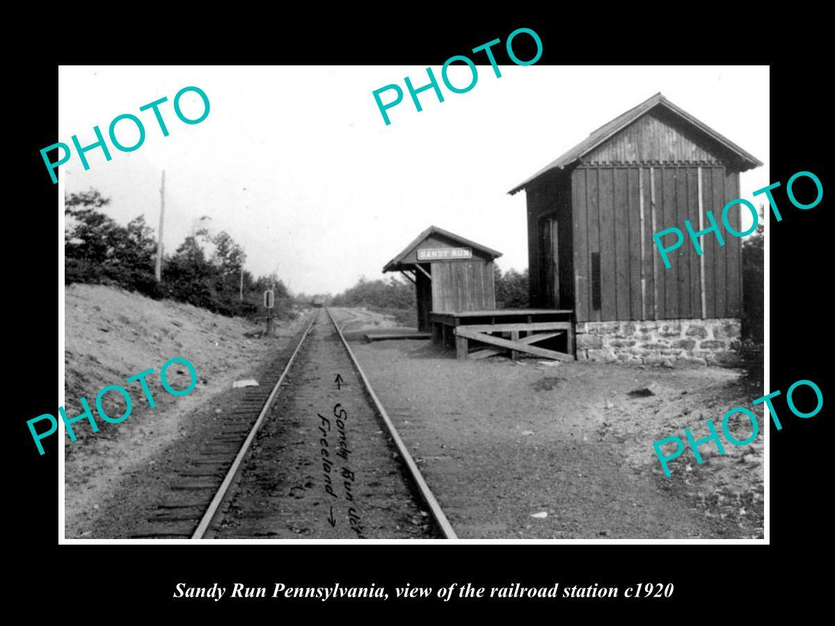 OLD POSTCARD SIZE PHOTO OF SANDY RUN PENNSYLVANIA THE RAILROAD STATION ...