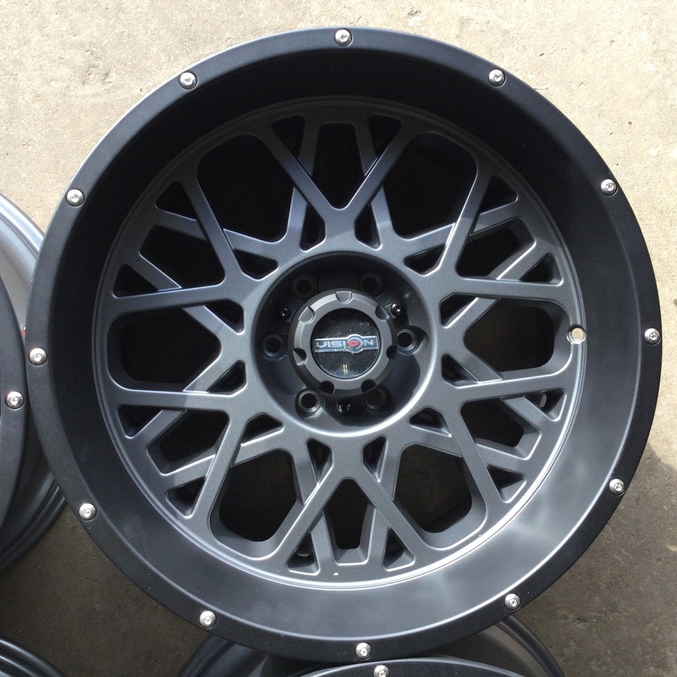 Set 4 20" Vision 412 Rocker Anthracite Satin Black Lip Wheels 20x12 ...