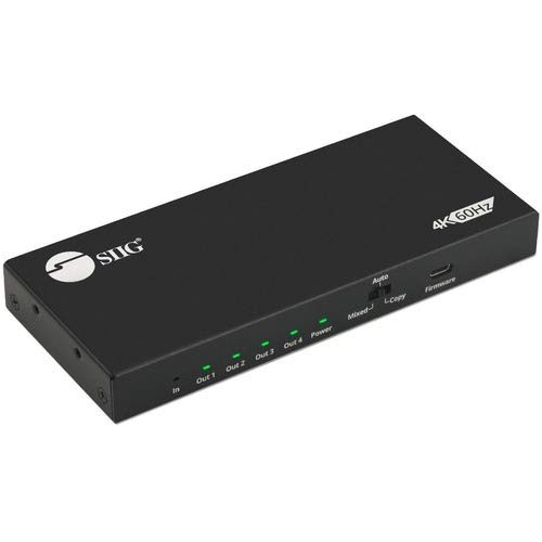 SIIG 4 Port HDMI 2.0 4K 60Hz HDR Splitter with EDID and Downscaling ...